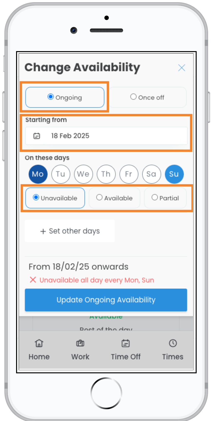 Updating your availability – Employee Portal