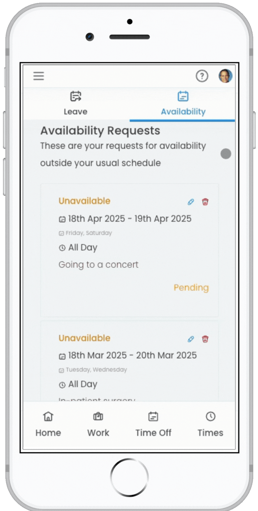Updating your availability – Employee Portal